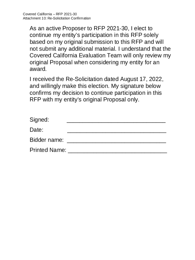 Attachment 10 Re-solicitation Confirmation Doc Template | pdfFiller