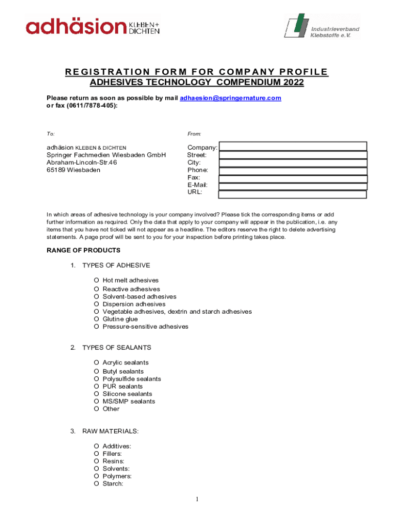 Fillable Online REGISTRATION FORM FOR COMPANY PROFILE ... Fax Email ...