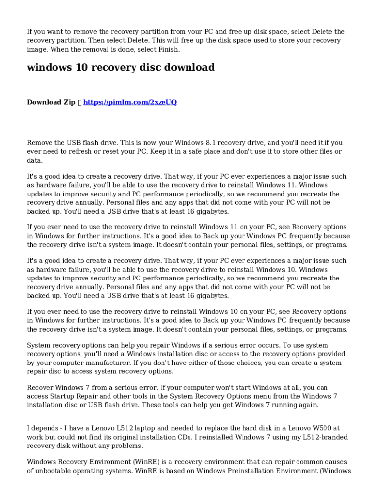 Fillable Online How to delete the Recovery Partition in Windows 10? Fax ...