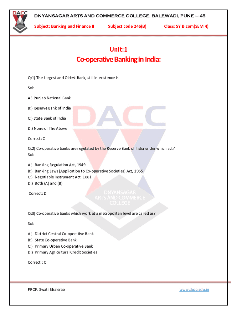 Fillable Online Co-operative Banking in India: Fax Email Print - pdfFiller