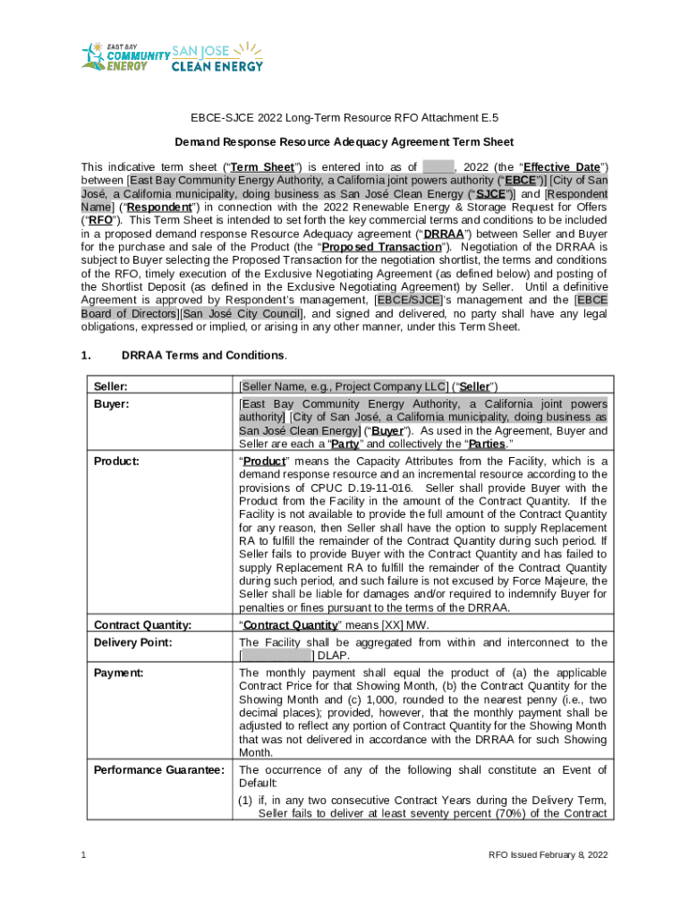 Prototype Natural Gas Tolling Agreement Term Sheet Doc Template | pdfFiller