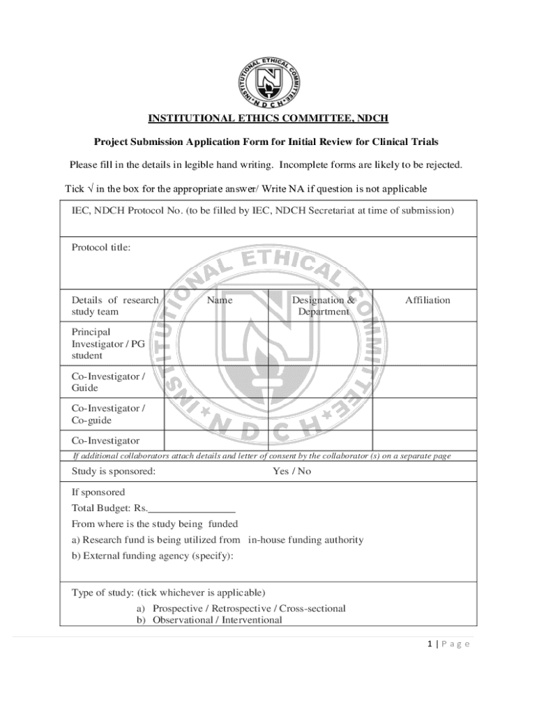 Fillable Online Application Form for Clinical Trials Fax Email Print ...