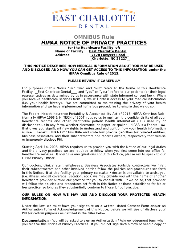 Notice of Patient Privacy Practices Doc Template | pdfFiller