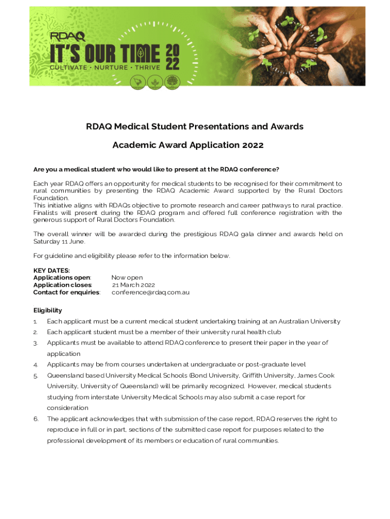Fillable Online RDAQ Medical Student Presentations and Awards ... Fax ...