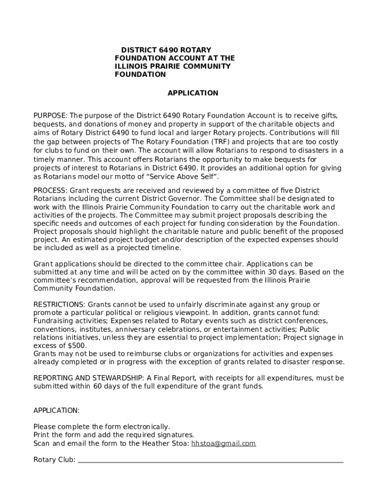 6-12-22 Application for Rotary District 6490 Foundation ... Doc ...