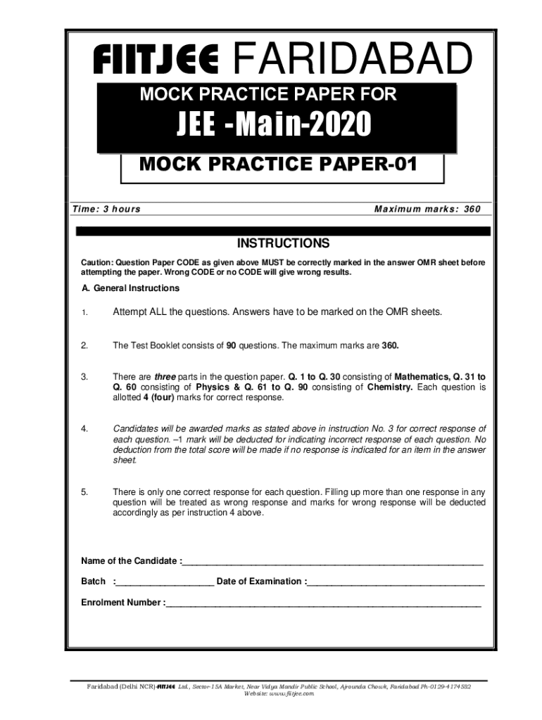 Fillable Online How to practice the FIITJEE mock test papers from home ...