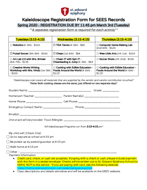 Fillable Online Dates and Deadlines for Enrollment and Registration Fax ...