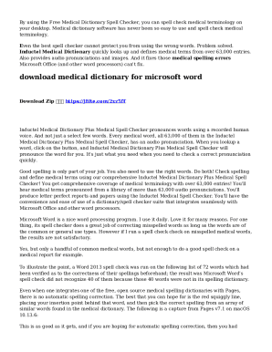 Fillable Online Free Medical Dictionary Spell Checker 2.0 - Free ...