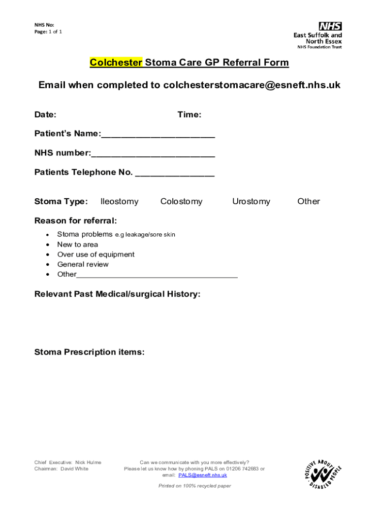 Fillable Online Colchester Stoma Care GP Referral Form Fax Email Print ...