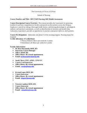 Course Number and Title: CRN 35429 Nursing 3401 Health Assessment Doc ...