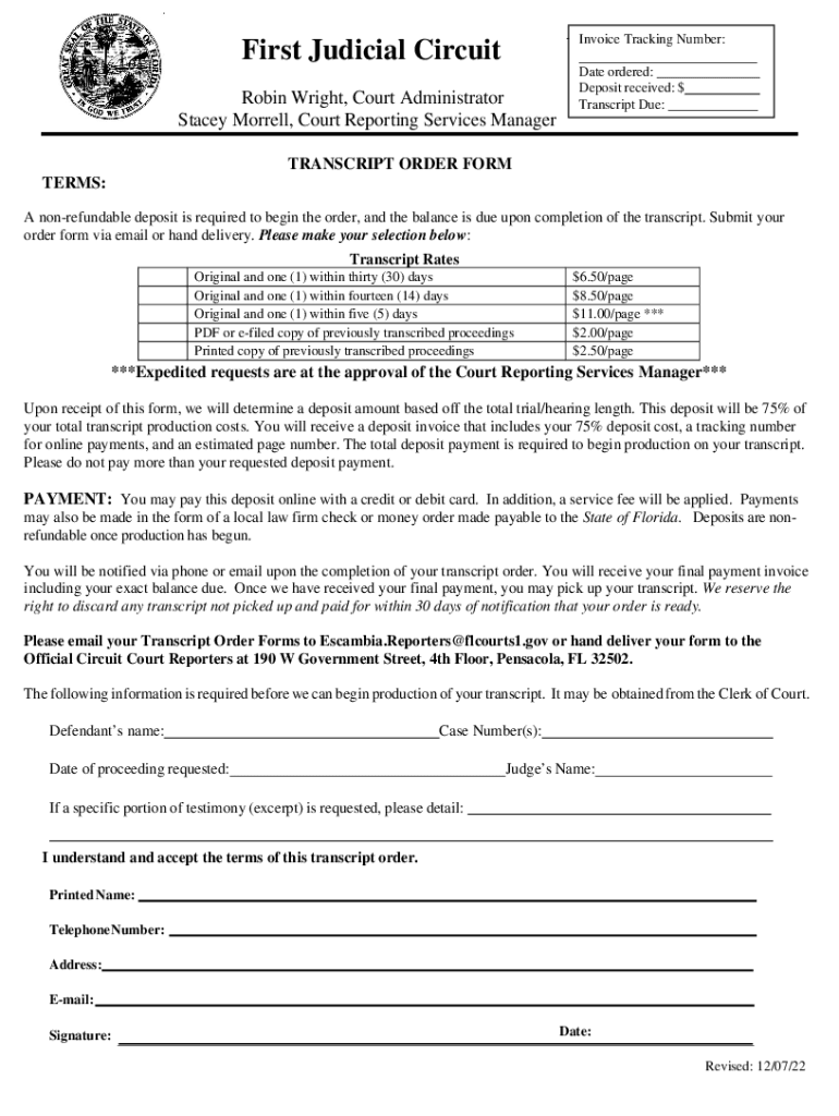 Fillable Online AMENDED TRANSCRIPT ORDER FORM (1) ... Fax Email Print ...