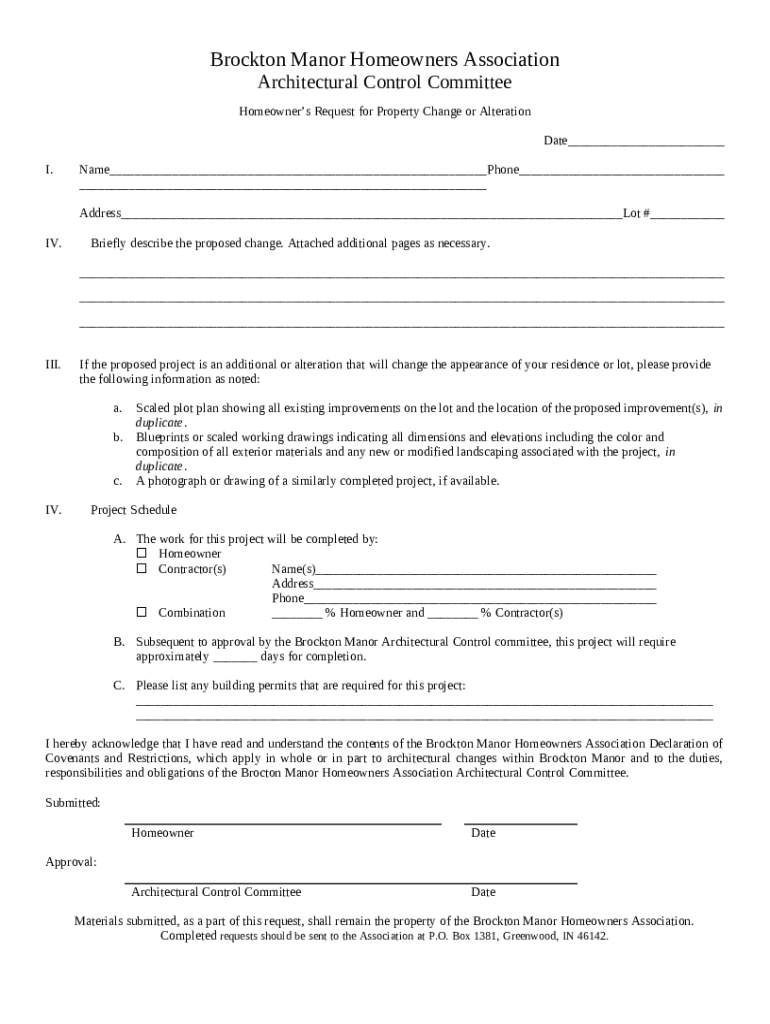 Sheffield Manor HOA Architectural Design and ... Doc Template | pdfFiller