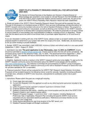 Fillable Online Section of Clinical Sciences VERITY Methodology Core ...