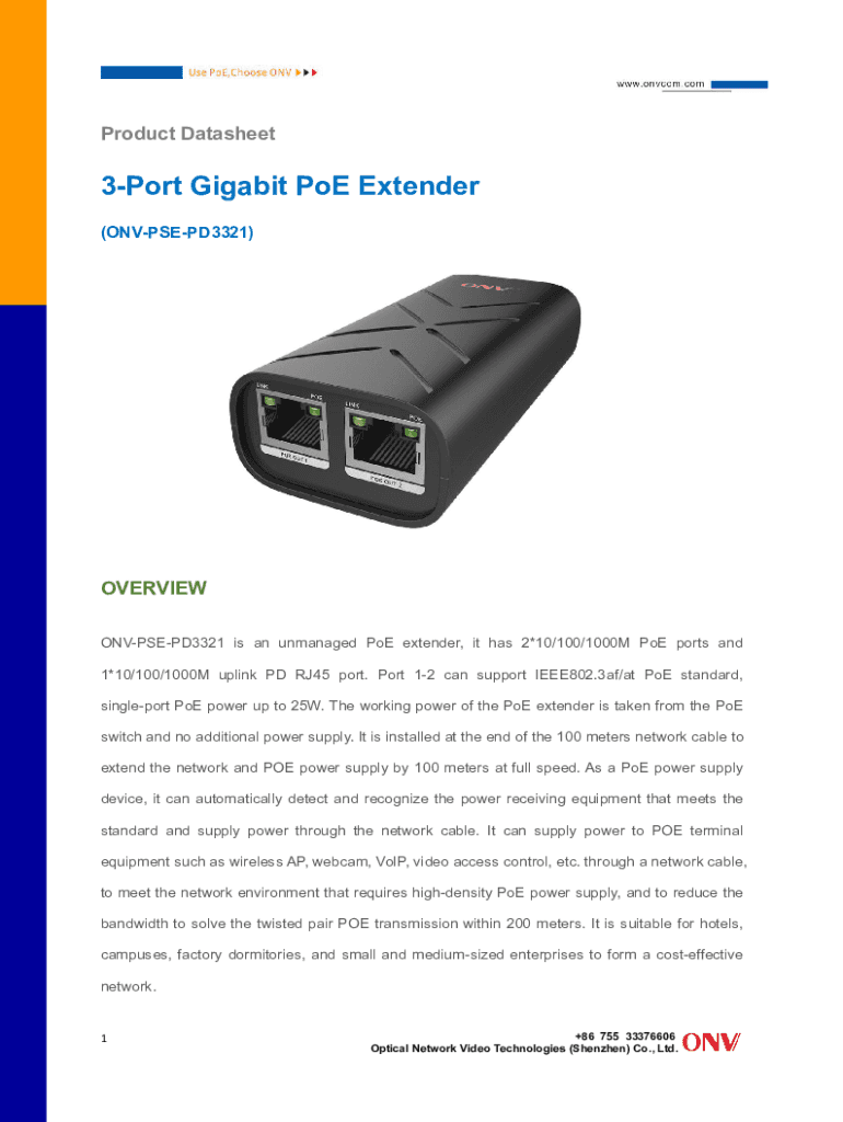 Fillable Online 3-Port Gigabit PoE Extender Fax Email Print - pdfFiller
