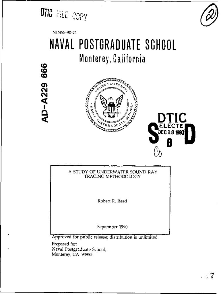 Fillable Online A Study of Underwater Sound Ray Tracing Methodology. An ...