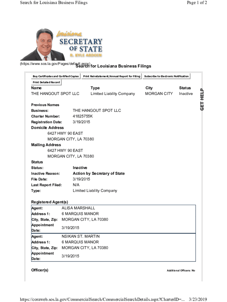 Fillable Online Print Reinstatement/Annual Report for Filing Fax Email ...