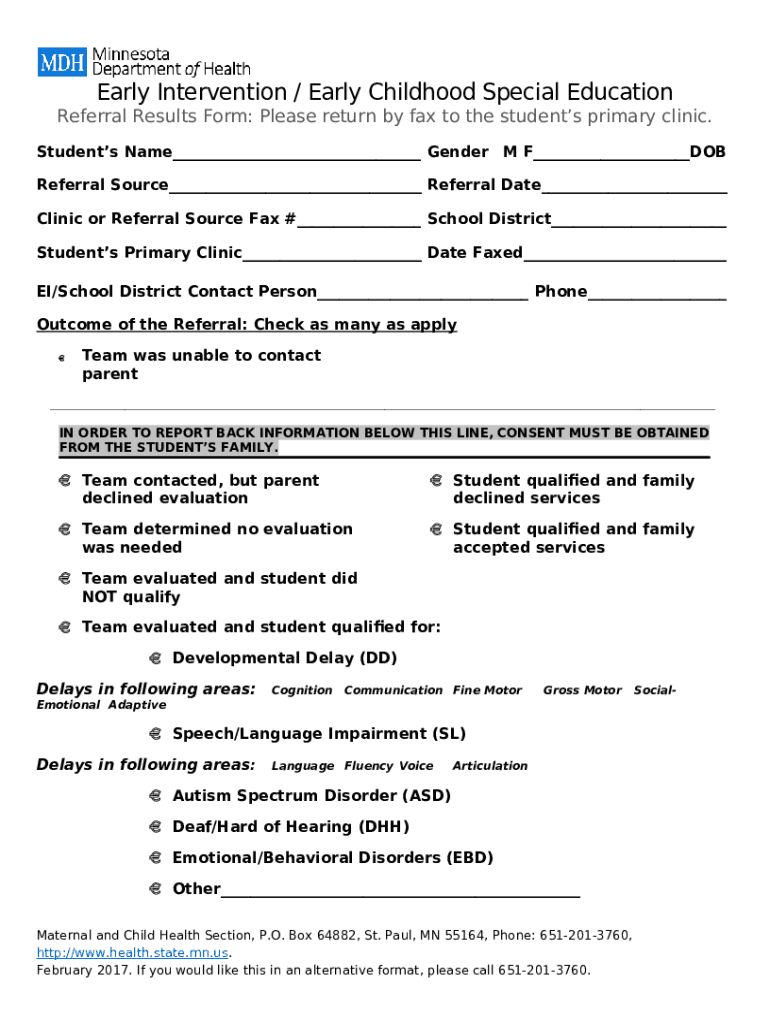 Early Childhood Sample Referral . Sample referral Doc Template | pdfFiller