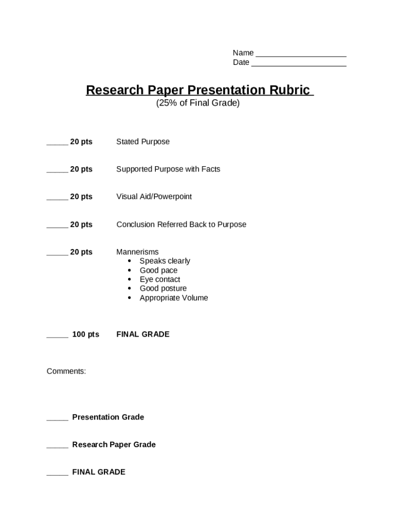 Life Skills Service Project Rubric Doc Template | pdfFiller