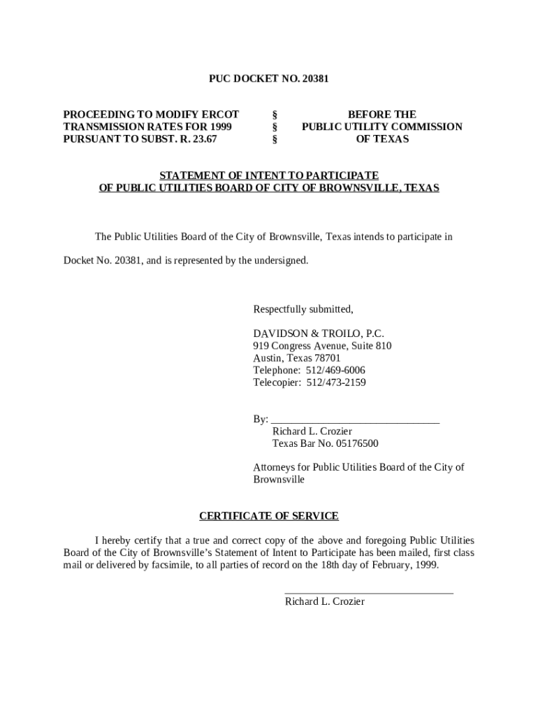 M-B111721-01 Filing in Public Utility Commission of Texas ... Doc ...