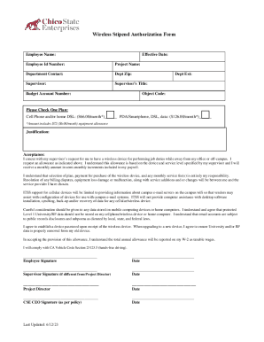 Fillable Online Wireless Stipend Authorization Form Fax Email Print ...