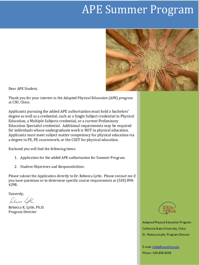 Fillable Online Adapted Physical Education Added Authorization Credential Fax Email Print ...