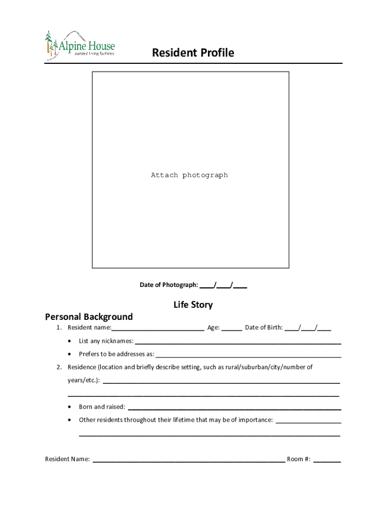 Fillable Online Resident Profile Fax Email Print - pdfFiller