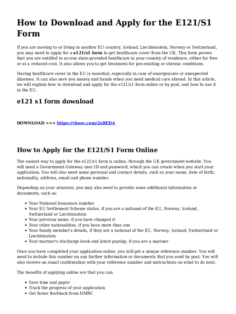 Fillable Online How to Download and Apply for the E121/S1 Form Fax ...