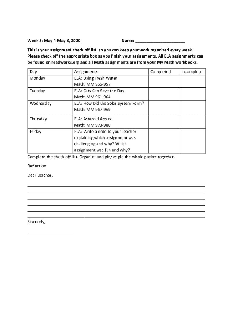 Fillable Online This is your assignment check off Fax Email Print ...