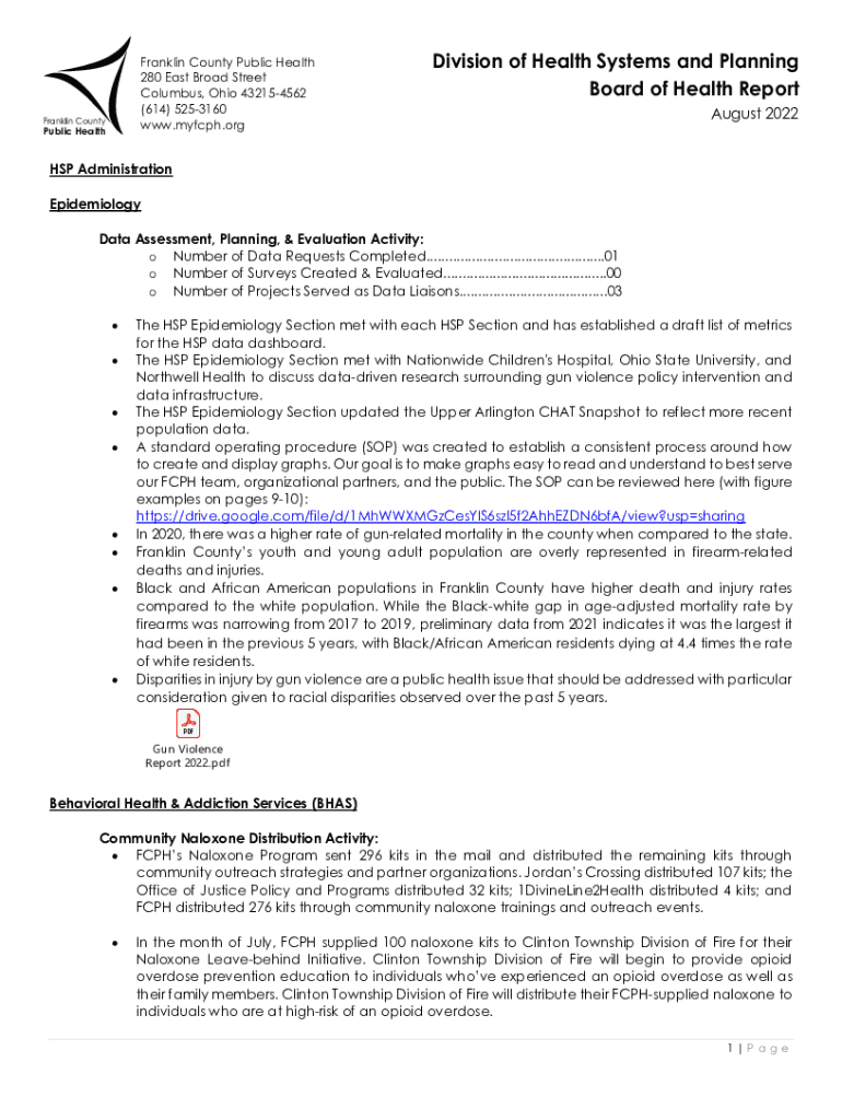 Fillable Online Franklin County Public HealthOhio Department of Health ...