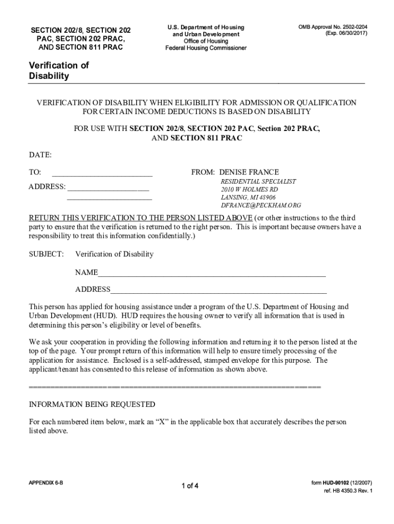 Fillable Online IS 90102 Verification of Handicap or Disability.PDF Fax ...