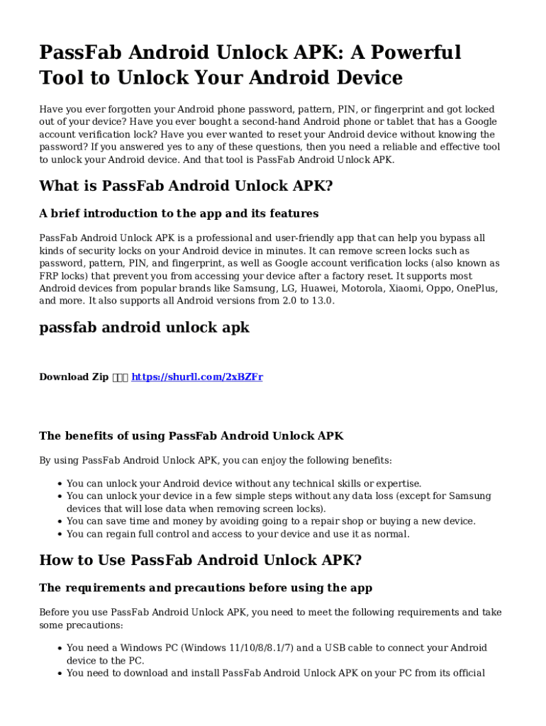 Fillable Online Part 1: Is there a Universal Unlock PIN for Android ...