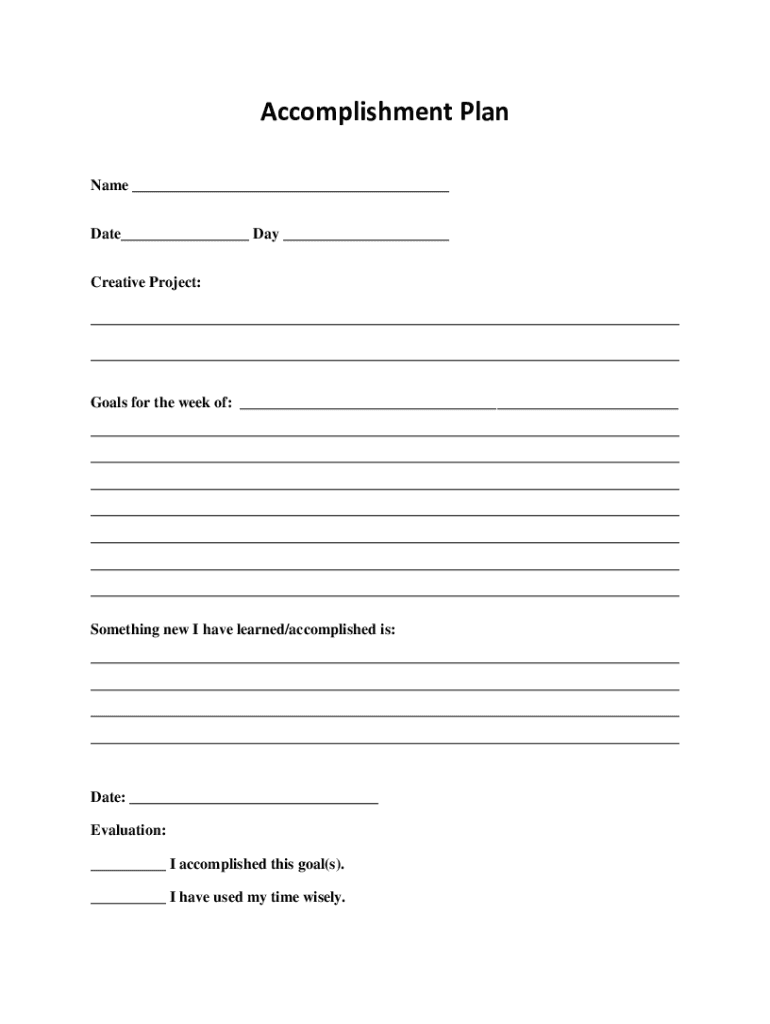 Fillable Online confratute uconn Accomplishment Plan Fax Email Print - pdfFiller