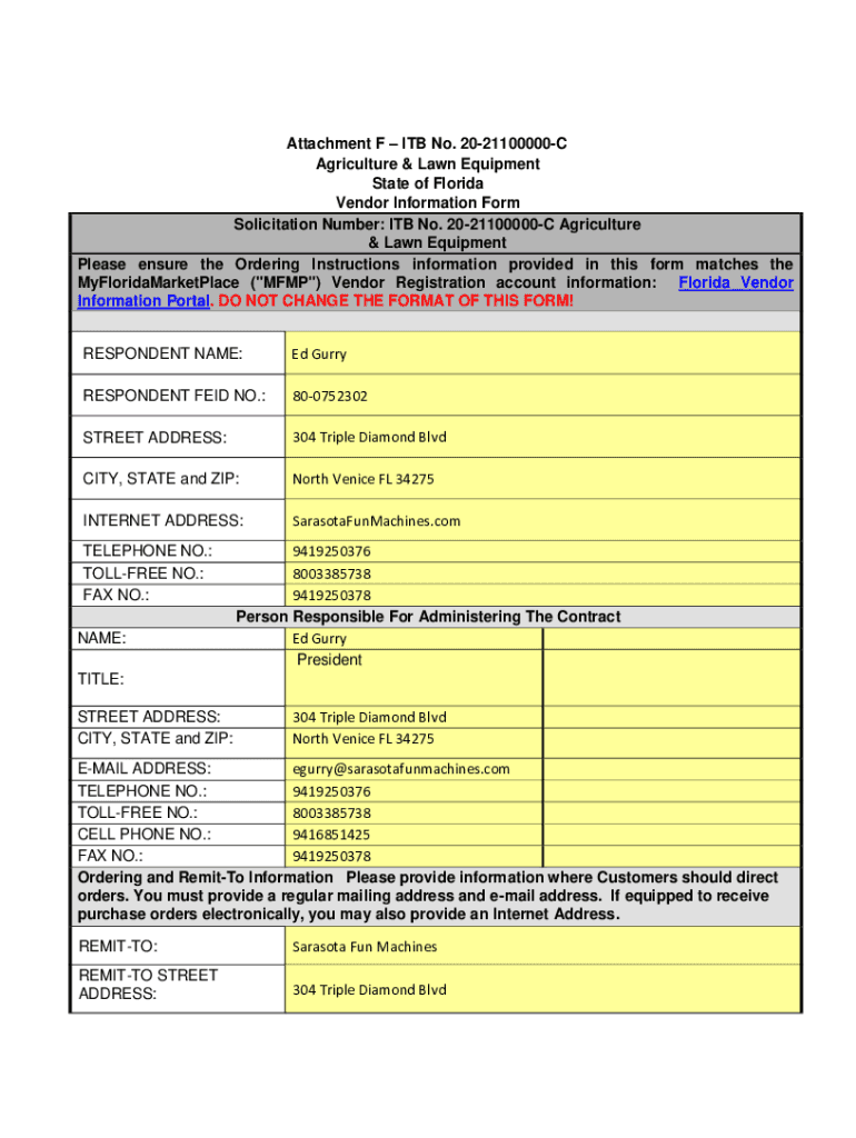 Fillable Online Agriculture and Lawn Equipment / State Term Contract ...