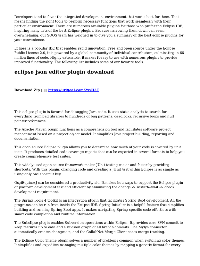 Fillable Online Best Eclipse Plugins To Add to Your Toolkit - SOOS.io Fax Email Print - pdfFiller