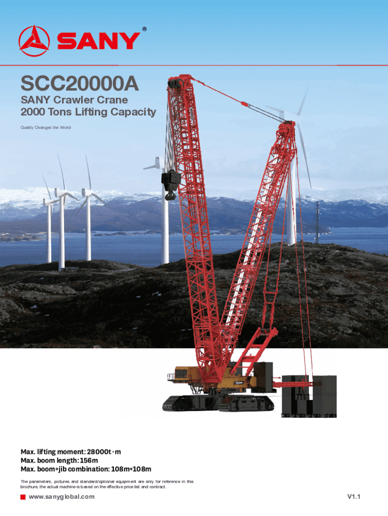 Fillable Online Sany SCC20000A Load Chart & Specification Fax Email ...