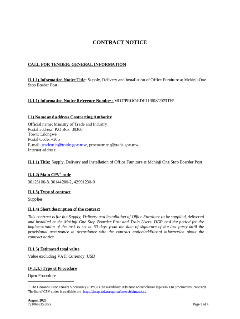 Construction of the Mwami/Mchinji One Stop Border Post ... Doc Template ...
