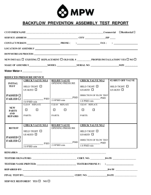 Fillable Online Backflow Test Report Form (DOC) Fax Email Print - pdfFiller