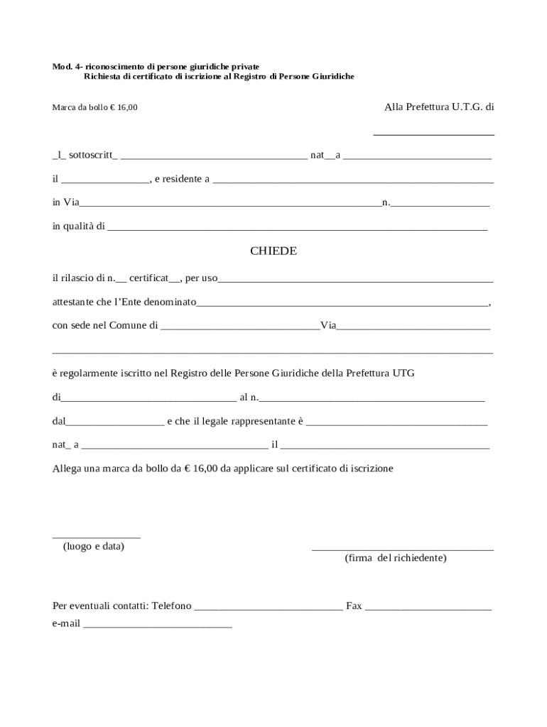 4- riconoscimento di persone giuridiche private Doc Template | pdfFiller