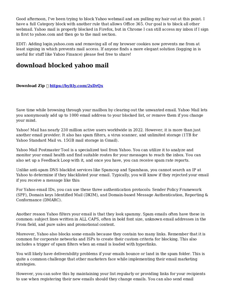 Fillable Online Is SSL Decryption required to actually block Yahoo mail? Fax Email Print - pdfFiller