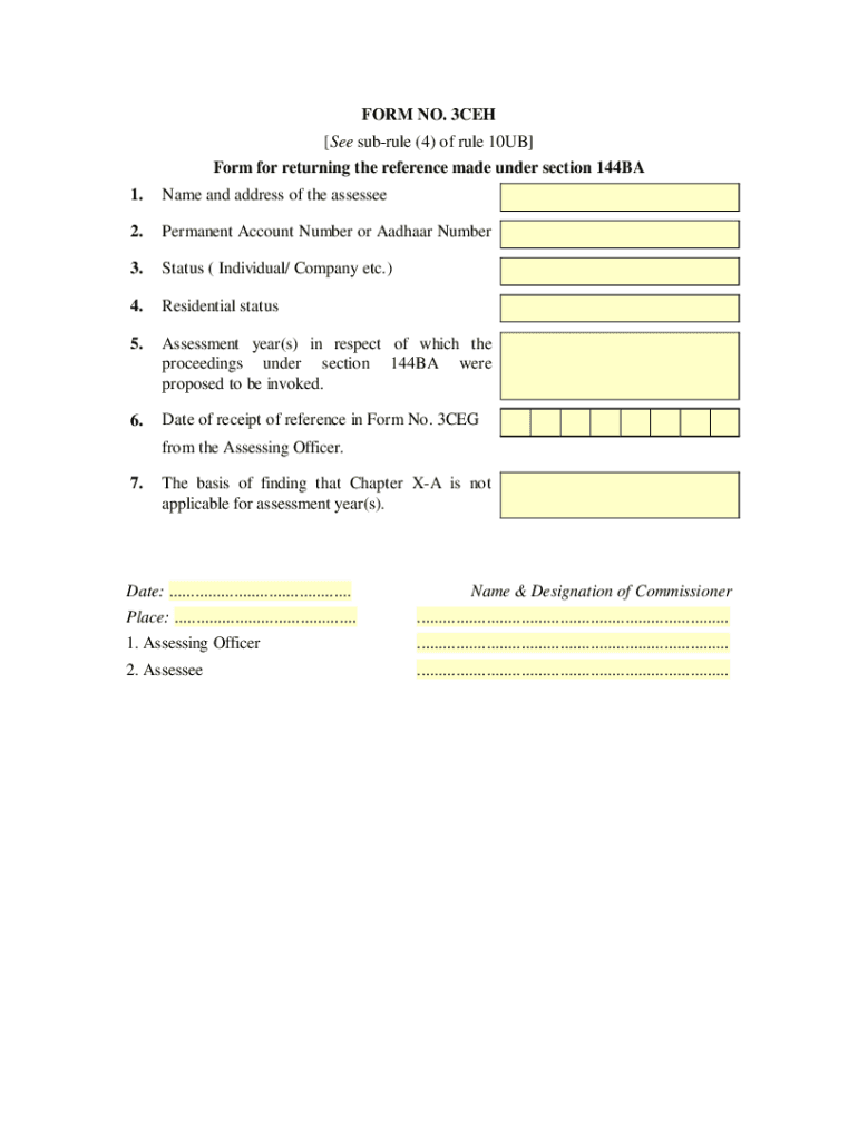 Fillable Online FORM NO. 3CEG See sub-rule (3) of rule 10UB Form for ...