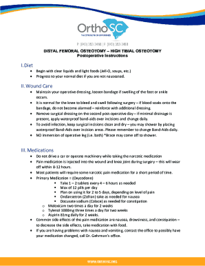 Fillable Online Post-Op Instructions High Tibial Osteotomy (HTO) or ...