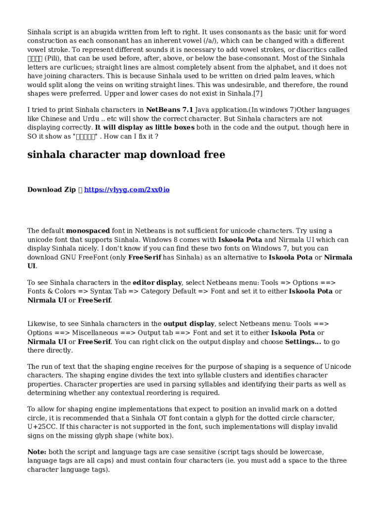 Fillable Online reading text written in sinhala script - A language ...