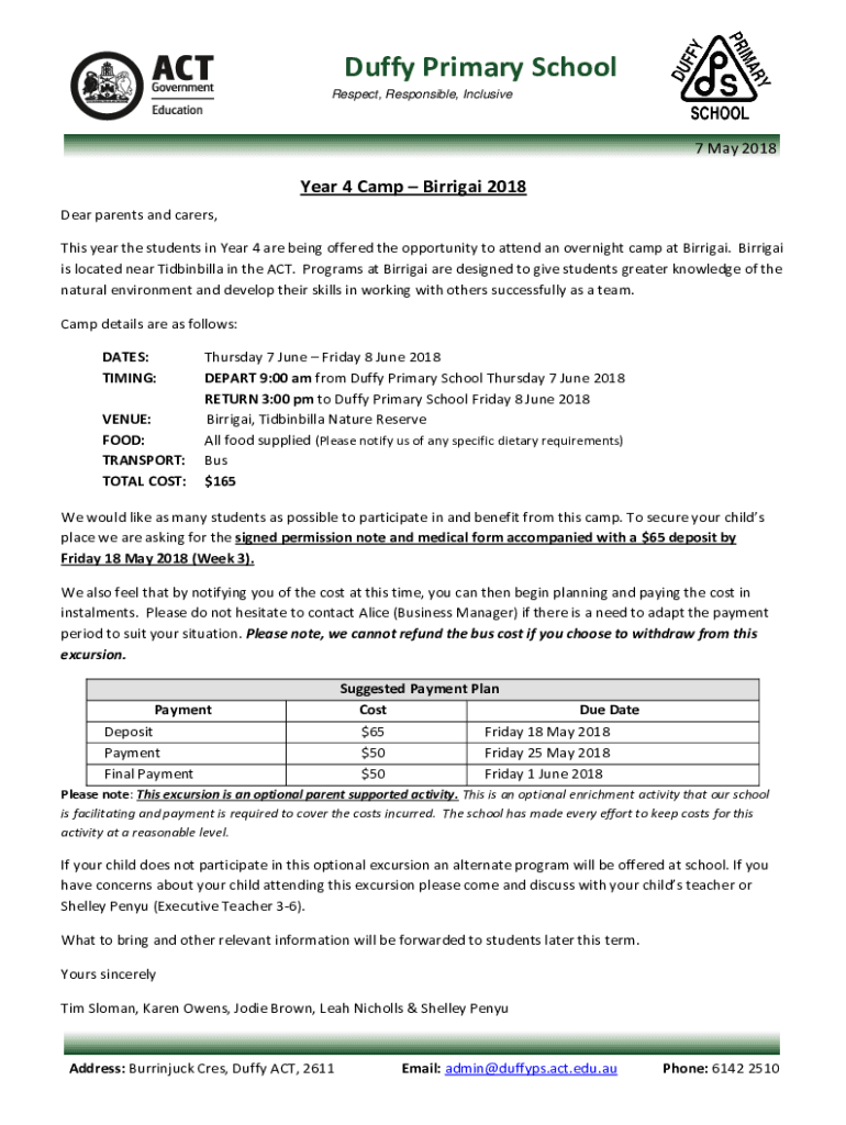 Fillable Online Duffy Primary School - Education and Training ...