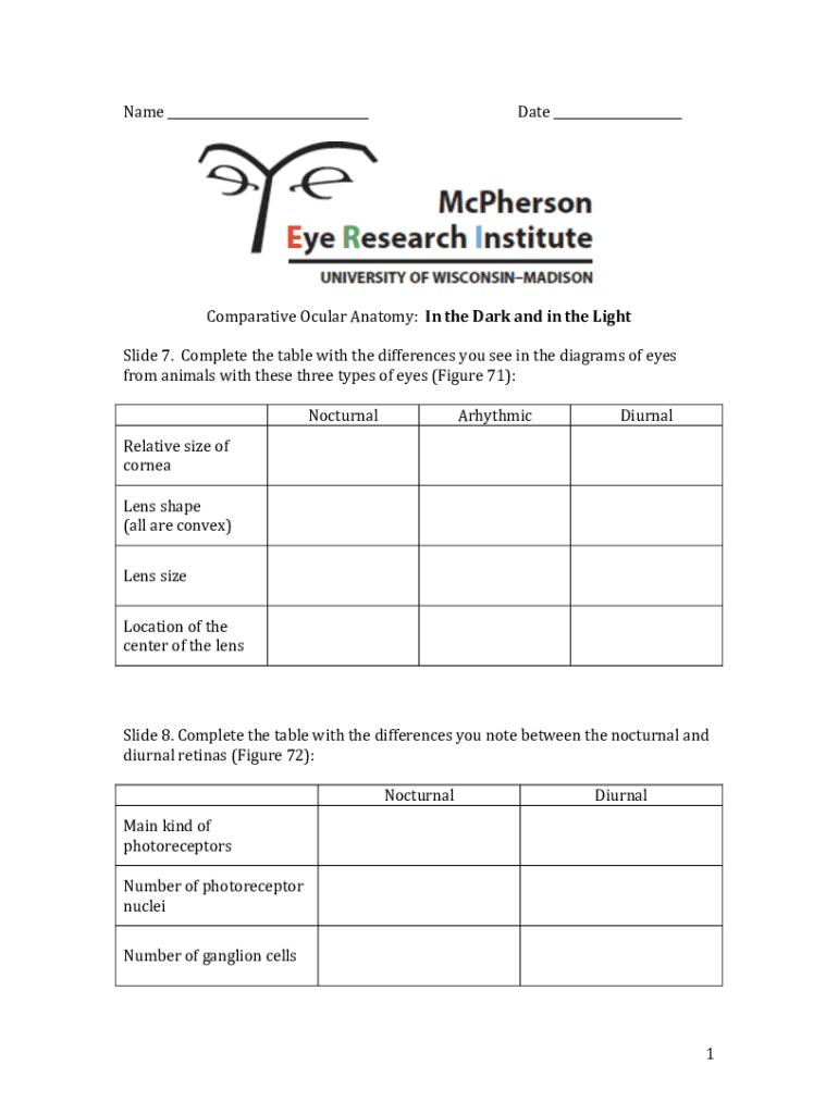 Fillable Online Comparative Ocular Anatomy: In the Dark and in the Ligh Fax Email Print - pdfFiller