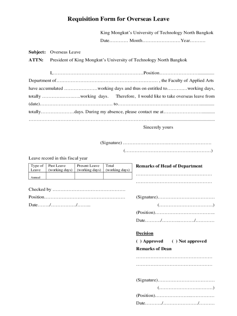 Fillable Online Requisition Form for Annual & Overseas Leave.docx Fax ...