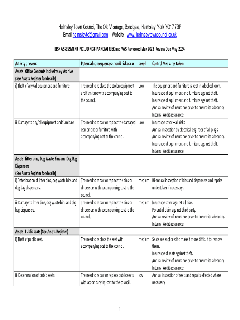 Fillable Online Risk Assessment and Work Instruction Vehicles and Driving Fax Email Print ...