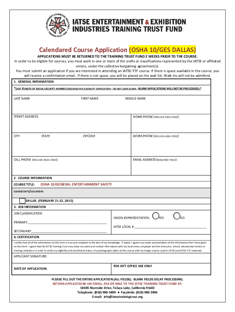 Fillable Online 30-Hour General Industry - NIU - National Safety ...