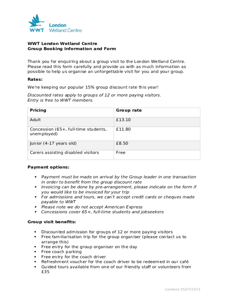 WWT London Wetland Centre - All You Need to Know ... Doc Template | pdfFiller