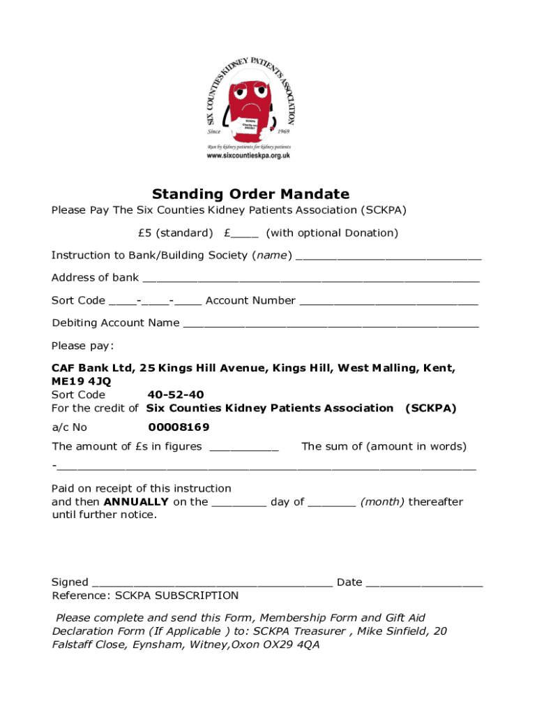 Fillable Online SCKPASCKPA (Six Counties Kidney Patients' Association) Fax Email Print - pdfFiller