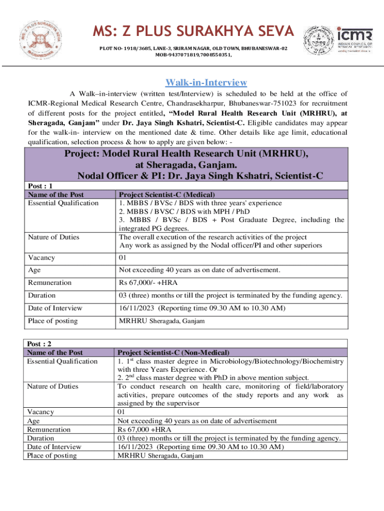 Fillable Online A Walkin-interview (written test/Interview) is ...